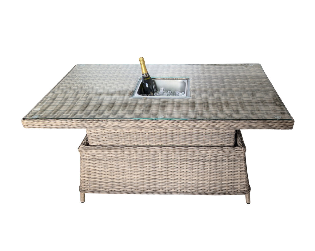 Rengard AMY Rattan Rectangular Rising Dining Table with Ice Bucket ...